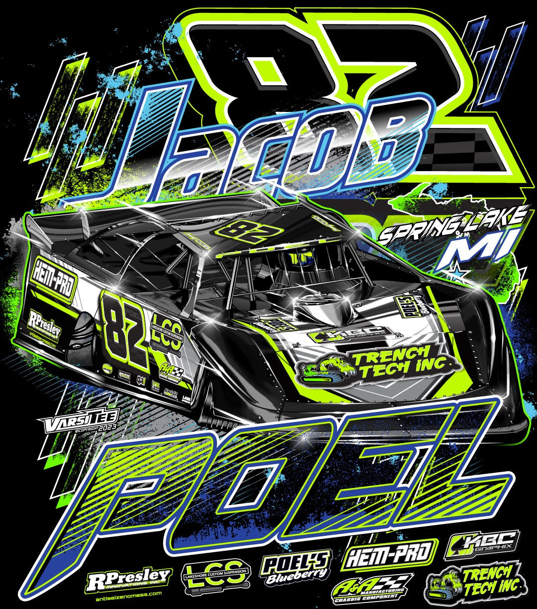 Jacob Poel Racing Late Model Long Sleeve T-Shirt – Hem-Pro Fabrication ...